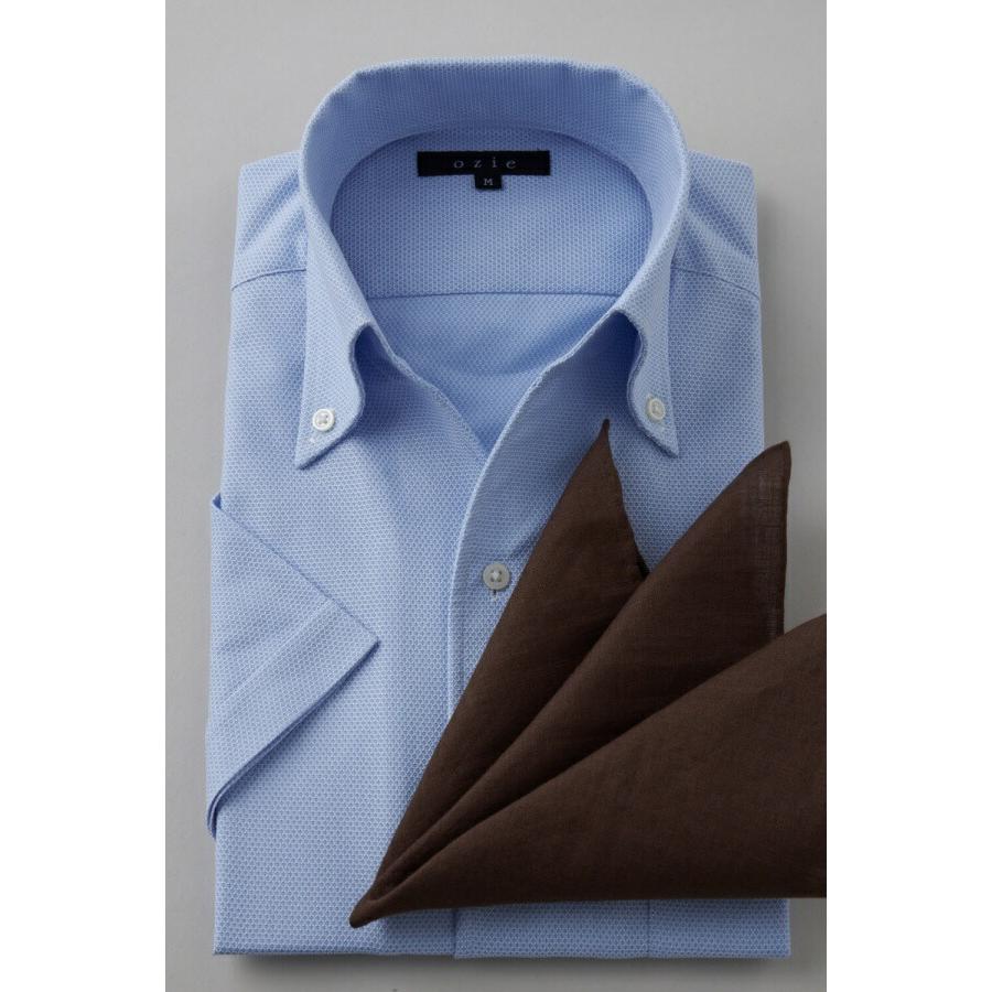 ozie ワイシャツ メンズ 半袖 カッターシャツ yシャツ ビジネスシャツ 形態安定 からみ織り ボタンダウン イタリアンカラー : ozie(オジエ)ワイシャツ専門店 - 通販 ...