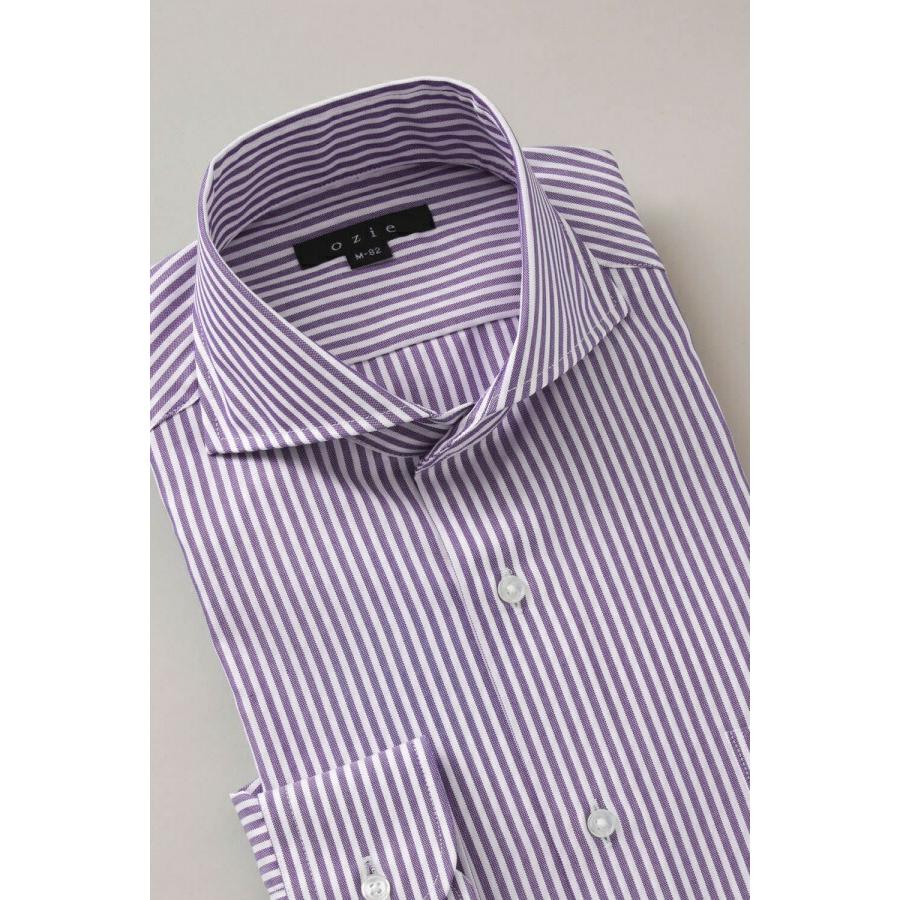 ozie（オジエ） ワイシャツ メンズ 長袖 カッターシャツ yシャツ ビジネスシャツ 形態安定 ホリゾンタルカラー クールマックス ブロード ...