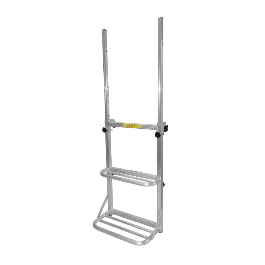 トラックステッパー 伸縮式両手すり付 巾460mm 耐荷重100kg アルミ製 軽〜10t用 荷台昇降 ステップ 足掛け アオリ引っかけ式 ...