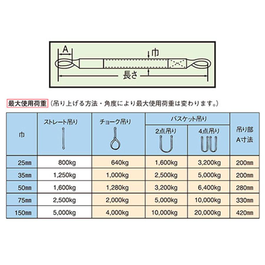 ポリベルトスリング 5.5m 1本 幅25mm JIS規格 ソフト面付 両端アイ形 使用荷重800kg 吊り具 : パーマン Yahoo!ショッピング店 - 通販 - Yahoo!ショッピング