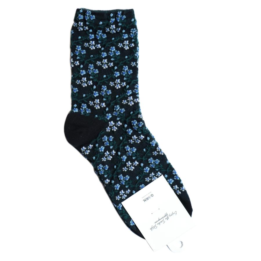 BOTANY FLOWER SOCKS ボタニーフラワーコットンソックス(2色) 【2025年春夏 数量限定 綿 ダークカラー 立体的 ...