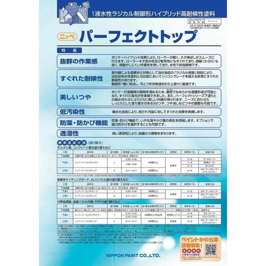 パーフェクトトップSi 15kg 日塗工 淡彩 42-70D~69-80H 艶有 艶あり 日本ペイント ニッペ 水性 外壁用 塗料 : ペイント&カラープラザ - 通販 - Yahoo!ショッピング