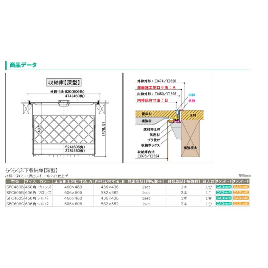SPG らくらく床下収納庫 SFC460B ブロンズ 深型 460角【SPG】 : ペイントオール - 通販 - Yahoo!ショッピング