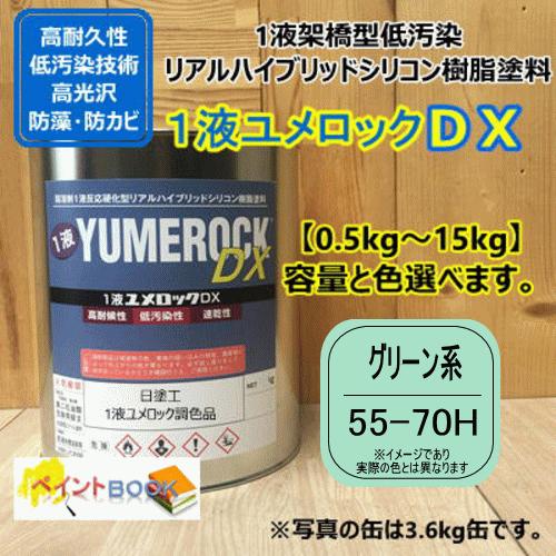 【日塗工 55-70H】 マンセル 5BG7/4 グリーン系 1液型シリコン樹脂塗料 建物 壁 屋根 塗装 ペンキ ロックペイント ユメロックDX 弱溶剤 :024-5570h:ペイント ...