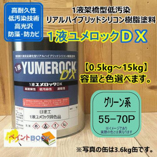 【日塗工 55-70P】 マンセル 5BG7/8 グリーン系 1液型シリコン樹脂塗料 建物 壁 屋根 塗装 ペンキ ロックペイント ユメロックDX 弱溶剤 : ペイントBOOK - 通販 ...