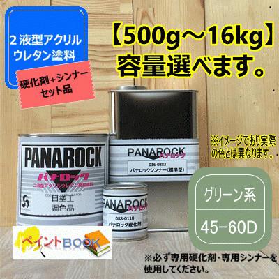 【日塗工 45-60D】グリーン系 マンセル 5G6/2【主剤+硬化剤+シンナー】セット パナロック 2液型ウレタン塗料 自動車 工業 ロックペイント : 088-4560d-s : ペイント ...