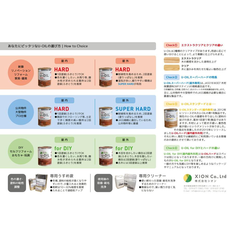 U-OIL（ユーオイル）9L 各色 各タイプ（for DIY・HARDハード・SUPER HARDスーパーハード） 木部用国産自然塗料 株式会社シオン :10003276:paintshop ...