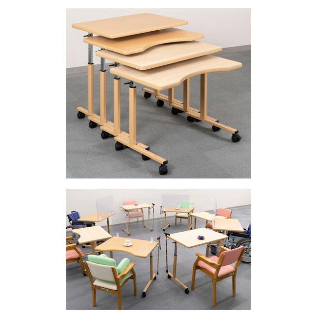 テーブル 家具 施設 介護用 ピタットテーブル 抗ウイルス天板スクエア型 PTTB-0960K-KVNA オフィス・ラボ │ 机 福祉 高さ調節 抗菌 キャスター付き : 介護BOX パンドラ ...