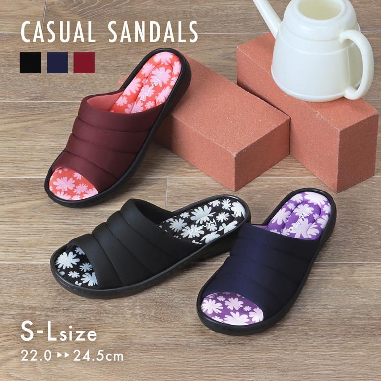 PANSY サンダル 花柄 レディース つっかけ ソフト 伸縮 靴 パンジー pansy 6841 : パンジーYahoo!店 - 通販 - Yahoo!ショッピング