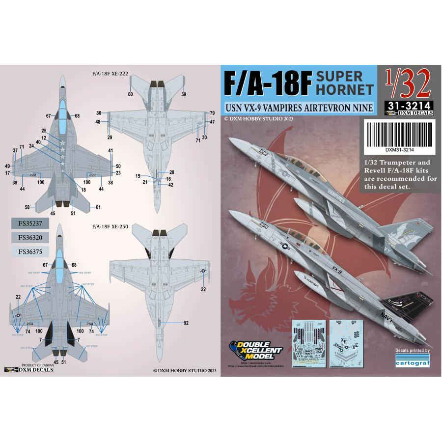 DXMデカール 31-3214 1/32 アメリカ海軍 F/A-18F スーパーホーネット VX-9 ヴァンパイアーズ :DXM-31 ...