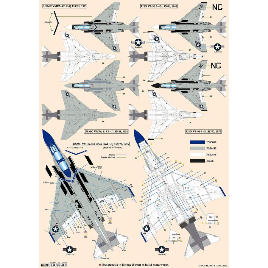 DXMデカール DXM-31-4261 1/48 アメリカ海軍/海兵隊 F-4B/J VMFA-451/115/VF-96 ファントム コレクション #4 : ホビーショップ パンツァーレーア ...