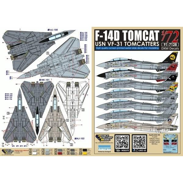 DXMデカール 91-7128 1/72 USN F-14D トムキャット VF-31 "Tomcatters" : ホビーショップ パンツァーレーア - 通販 - Yahoo!ショッピング