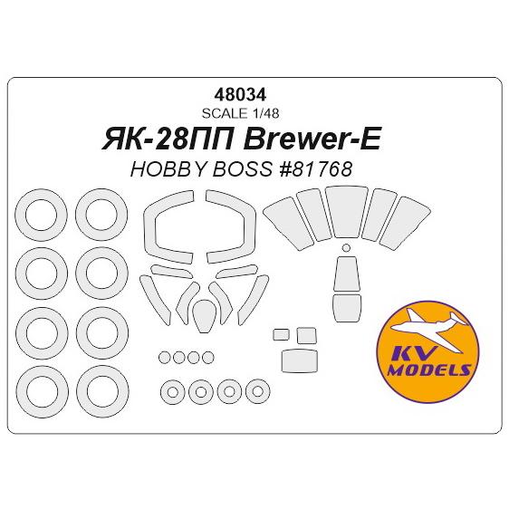 KVモデル 48034 1/48 Yak-28PP Brewer-E (ホビーボス #81768) + ホイール キャノピーマスキングシート ...