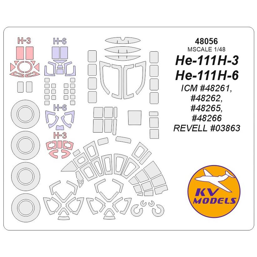 KVモデル 48056 1/48 He-111H-3 / H-6 (ICM #48261, #48262, #48265, #48266 ...