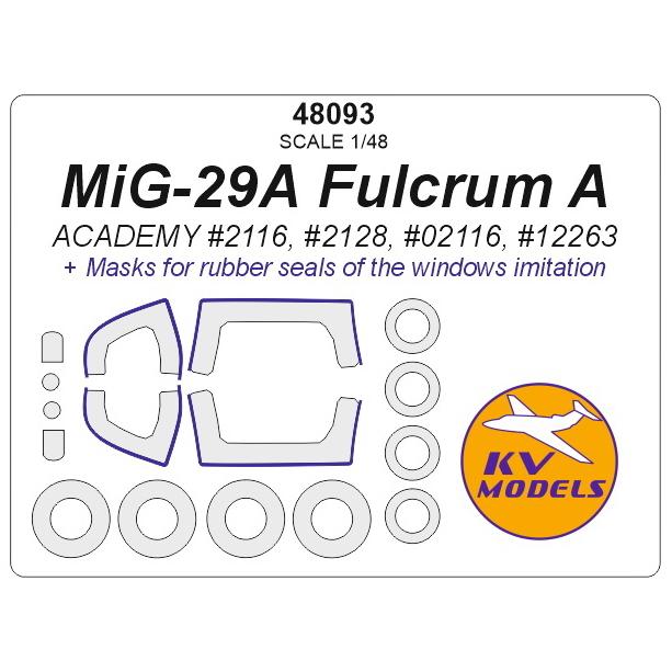 KVモデル 48093 1/48 MiG-29A フルクラム A (アカデミー) + ホイール キャノピーマスキングシート : ホビーショップ ...