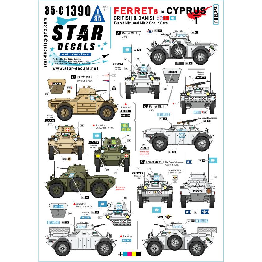 スターデカール 35-C1390 1/35 キプロス紛争のフェレット偵察車＃1 イギリス・デンマーク軍のフェレットMk.1・Mk.2 : star-35-c1390 : ホビーショップ パン ...