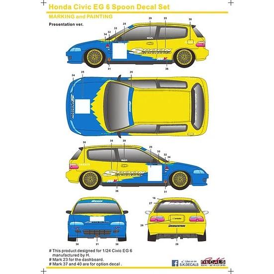 SKデカール SK24035 1/24 ホンダ シビック EG6 スプーン（ハセガワ用） : ホビーショップ パンツァーレーア - 通販 - Yahoo!ショッピング
