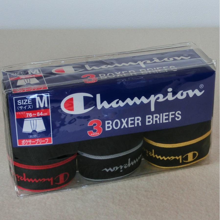 値下げ！ レターパックプラス520円可能 【 M L LL 】 Champion ボクサーブリーフ 0763 3枚セット 綿 黒(ゴム3色） ストレッチ素材 お買得 チャンピオン :0763 ...
