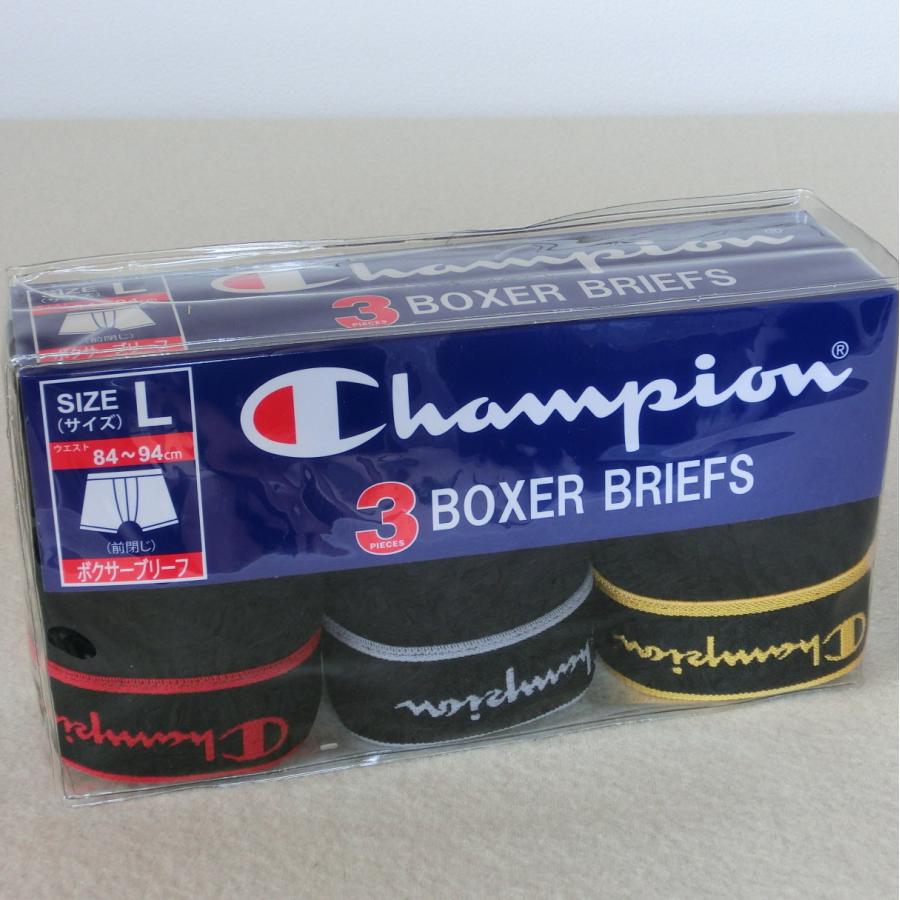 値下げ！ レターパックプラス520円可能 【 M L LL 】 Champion ボクサーブリーフ 0763 3枚セット 綿 黒(ゴム3色） ストレッチ素材 お買得 チャンピオン :0763 ...