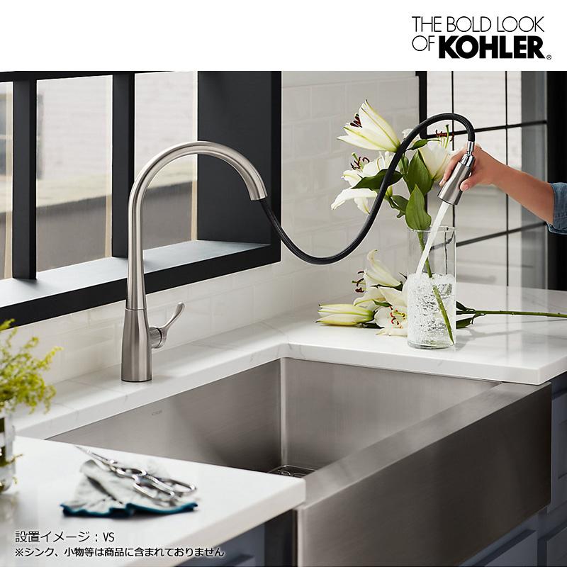 KOHLER 【完売】KOHLER コーラー K-596-2MB 混合栓 シンプライス キッチン 蛇口 シャワーヘッド引出し おしゃれ 水栓 ...