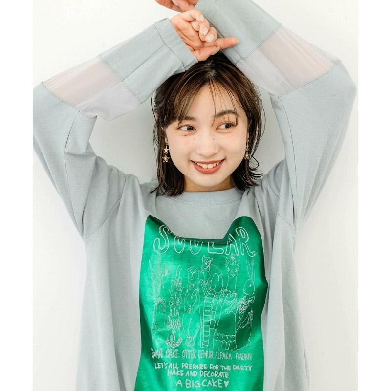 トップス 新作 ScoLar スカラー 143635 アニマル箔プリント×シフォン切替プルオーバー カジュアル ポップ ストリート 原宿系 ...