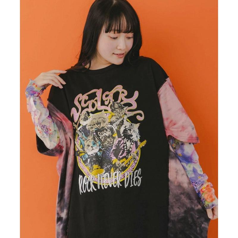 ScoLar Tシャツ 新作 スカラー 151648 花・ヒョウ・メルヘン 3柄展開チュールロングスリーブTシャツ トップス カジュアル ガーリー レトロ 総柄 原宿系 個性的 : Pappa ...