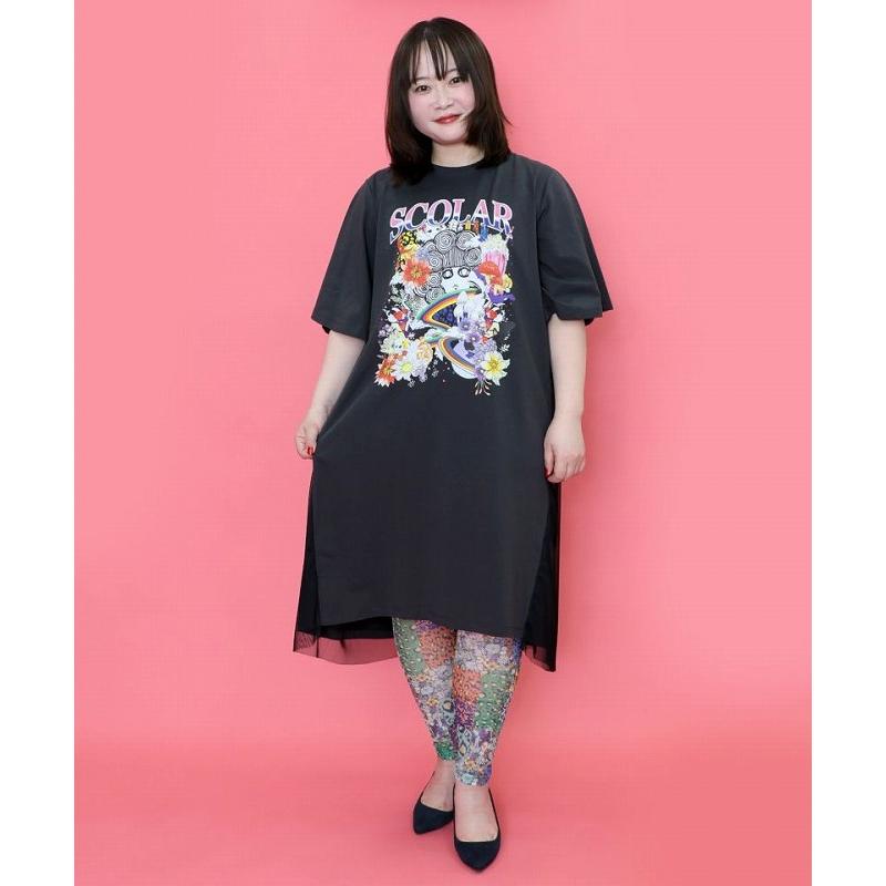 ScoLar ワンピース スカラー 151652 スカラー×コラージュ柄 チュール重ねワンピース カジュアル ガーリー レトロ ポップ メルヘン 原宿系 個性的 : Pappa Duduu ...