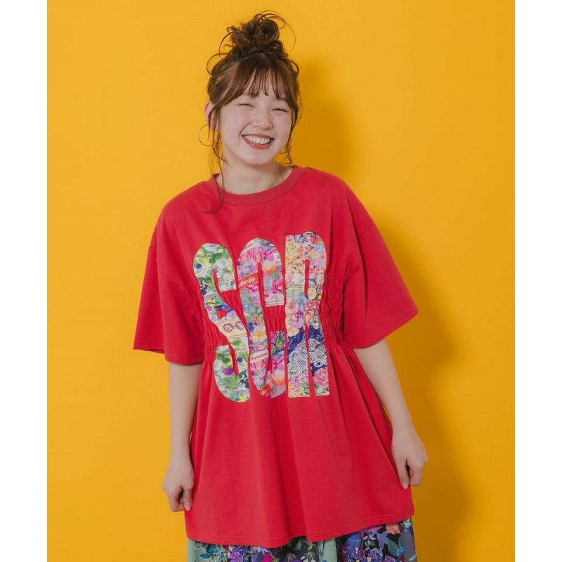 ScoLar Tシャツ 新作 スカラー 152665 SCRロゴ花柄 シャーリングTシャツ トップス カジュアル ガーリー レトロ 原宿系 個性的 ポイント : Pappa Duduu ...