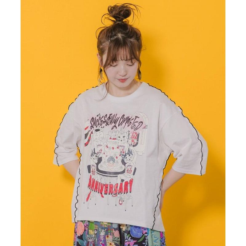 ScoLar Tシャツ 新作 スカラー 152676 ScoLar25周年アフターパーティー柄Tシャツ トップス カジュアル ガーリー レトロ 原宿系 個性的 ポイント : Pappa ...