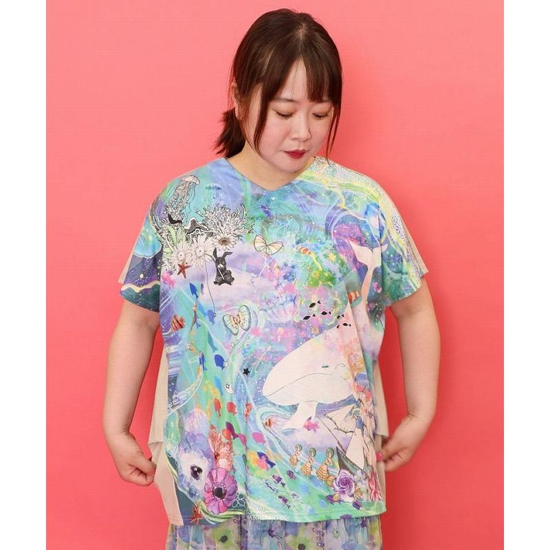 ScoLar トップス 新作 スカラー 152680 メルヘンな海とクジラ柄プルオーバー カジュアル ガーリー メルヘン 原宿系 個性的 ...