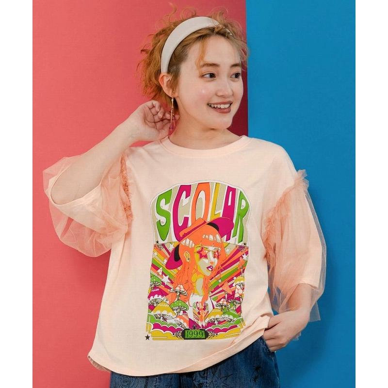 ScoLar Tシャツ スカラー 152707 キノコ柄とアニメ風女の子チュール重ねTシャツ トップス カジュアル ガーリー 原宿系 個性的 ポイント : Pappa Duduu - 通販 ...