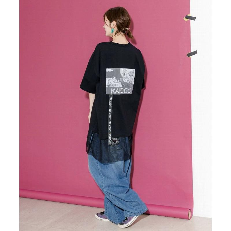 Tシャツ 新作 ScoLar Parity スカラー パリティ 341116 恐竜に乗ったクマ×甘やかし柄アップリケ メッシュ裾Tシャツ ...