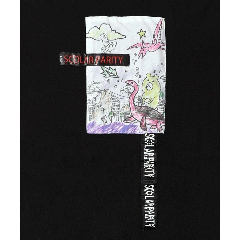 Tシャツ 新作 ScoLar Parity スカラー パリティ 341116 恐竜に乗ったクマ×甘やかし柄アップリケ メッシュ裾Tシャツ ...