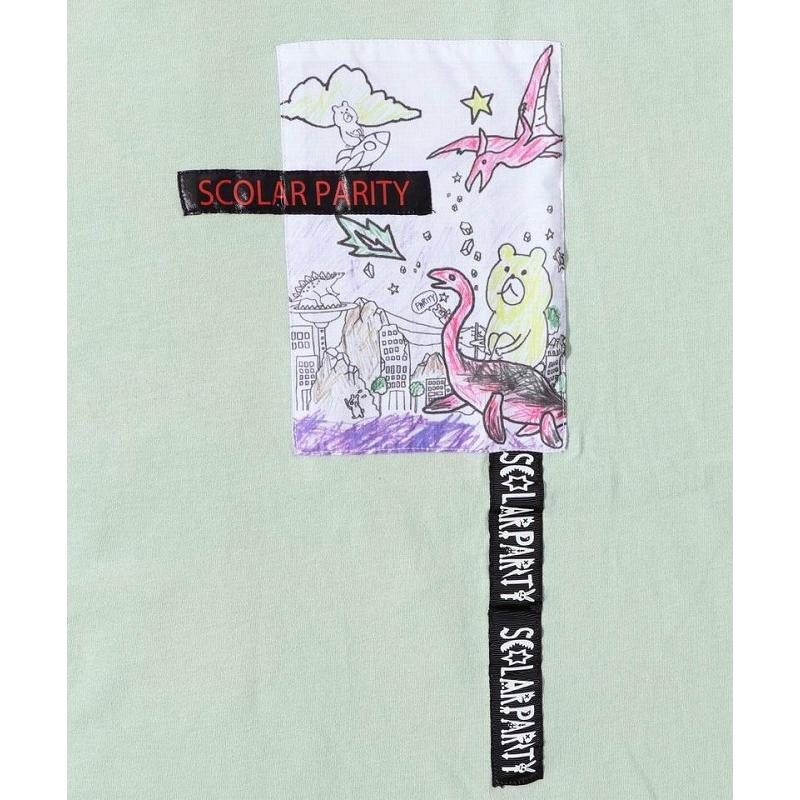 Tシャツ 新作 ScoLar Parity スカラー パリティ 341116 恐竜に乗ったクマ×甘やかし柄アップリケ メッシュ裾Tシャツ ...