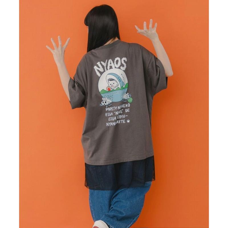 ScoLar Parity Tシャツ 新作 スカラー パリティ 351116 NYAOS柄メッシュ切替Tシャツ トップス カジュアル ...