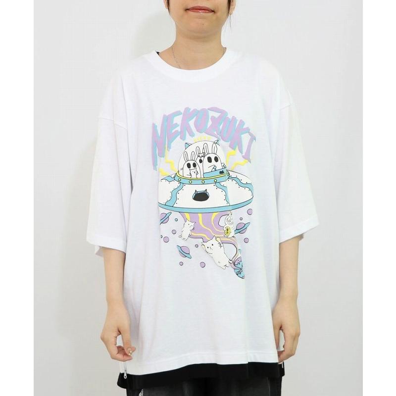 ScoLar Parity Tシャツ SALE スカラー パリティ 352120 ネコ好きおばけうさぎUFO柄Tシャツ トップス カジュアル 原宿系 個性的 ユニセックス ポイント ...