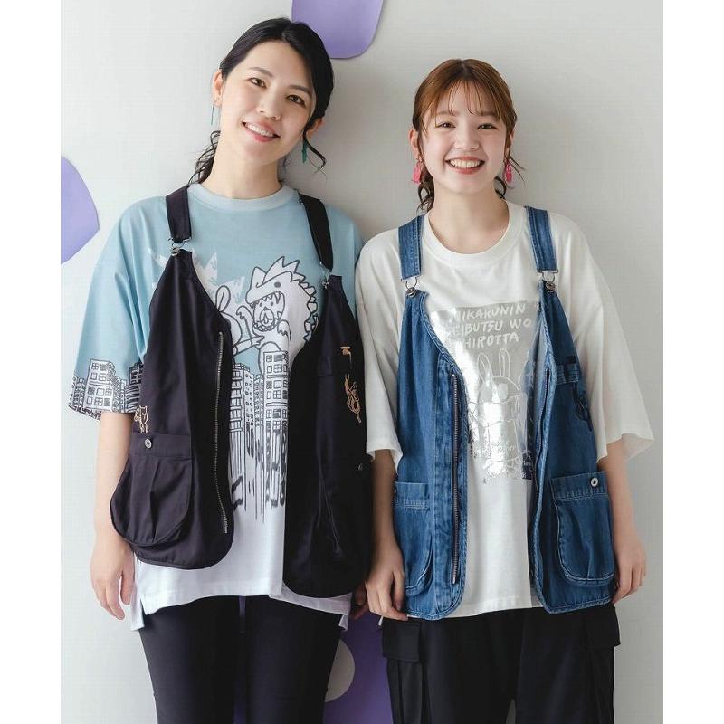 ScoLar Parity ベスト スカラー パリティ 352133 ワークテイスト刺繍 デニムベスト カジュアル 原宿系 個性的 ...