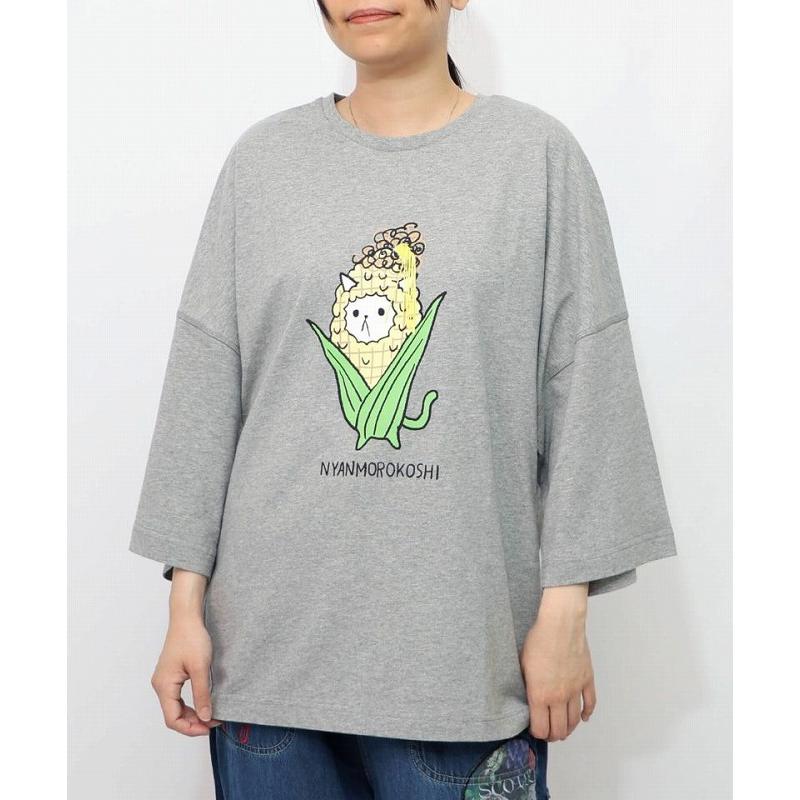 ScoLar Parity Tシャツ 新作 スカラー パリティ 353103 にゃんもろこしプリント 8分袖Tシャツ トップス 原宿系 個性的 ユニセックス ポイント : Pappa ...