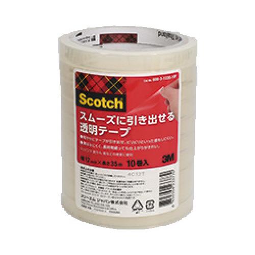 3M 接着用品（テープ類） スリーエム ジャパン スコッチスムーズに引き出せる透明テープ 12mm x 35m 600-3-1235-10P ...