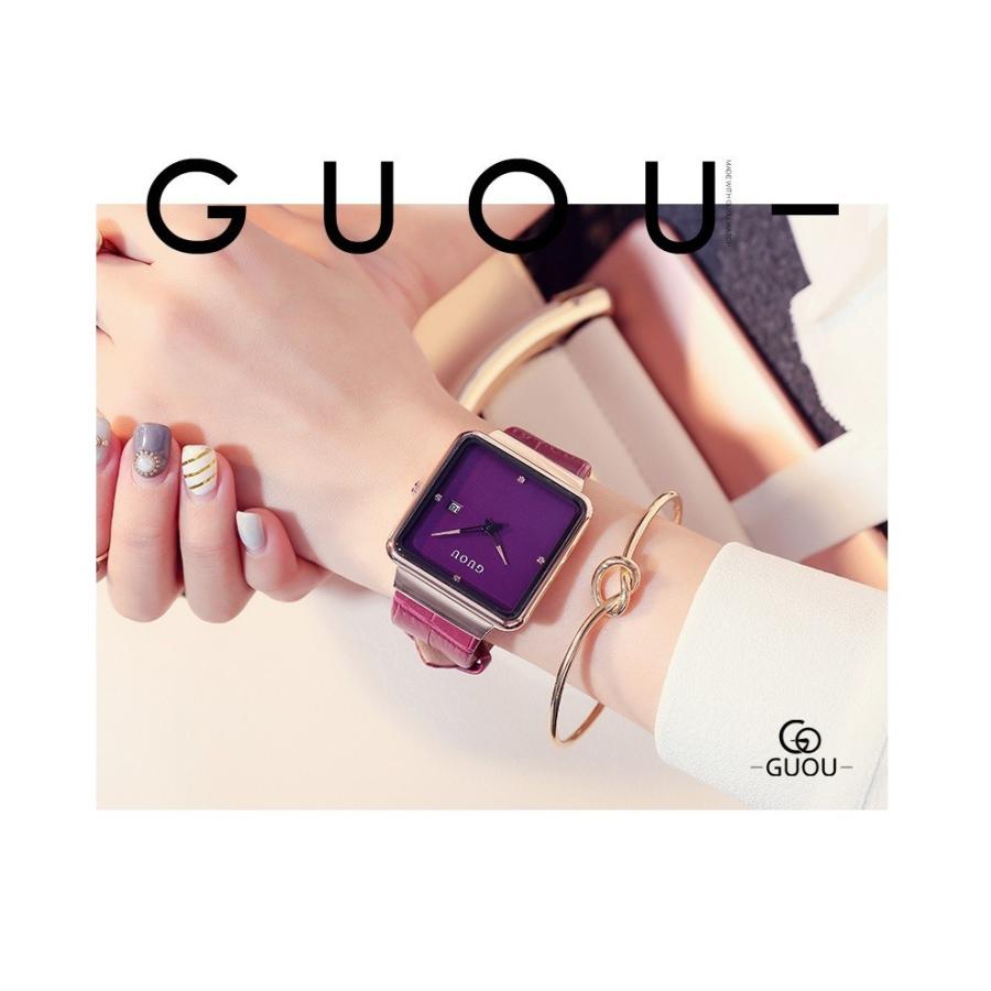 GUOU 腕時計 時計 レディース 女性用 ウォッチ クリスタル アクセサリー ラッピング無料 かわいい おしゃれ ゴールド 正方形 8179 ...