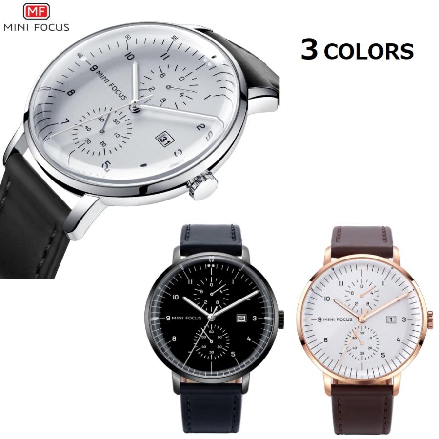 MINIFOCUS ミニフォーカス メンズ 男性用 腕時計 時計 ウォッチ ファッション ビジネス シンプル クォーツ カレンダー ドーム型風防 : ParisRose - 通販 ...