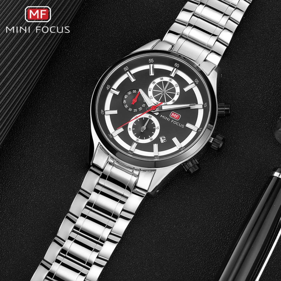 MINIFOCUS ミニフォーカス 腕時計 メンズ 防水 スポーツ ミリタリー クロノグラフ 日付 大きめ 3気圧防水 夜光インデックス アナログ : ParisRose - 通販 ...