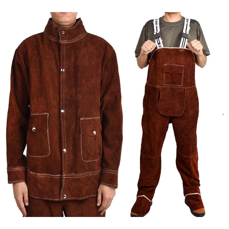 防護服 電気溶接防護服 全牛革溶接防護服 防炎 耐久性 牛革作業服 溶接