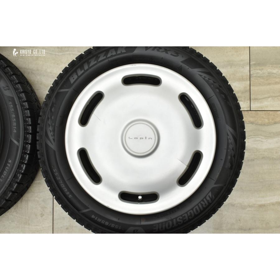 BRIDGESTONE 【バリ溝 VRX3付】スズキ HE22 アルトラパン 純正 14in 4.5J +45 PCD100 2022年製 ブリヂストン ブリザック 155/65R14 ワゴン ...