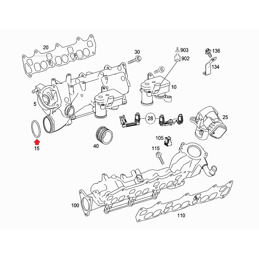 ベンツ純正品 OM642 右インテークインタークーラー接続部Oリング（A0139970045） : 0139970045g : Parts ...