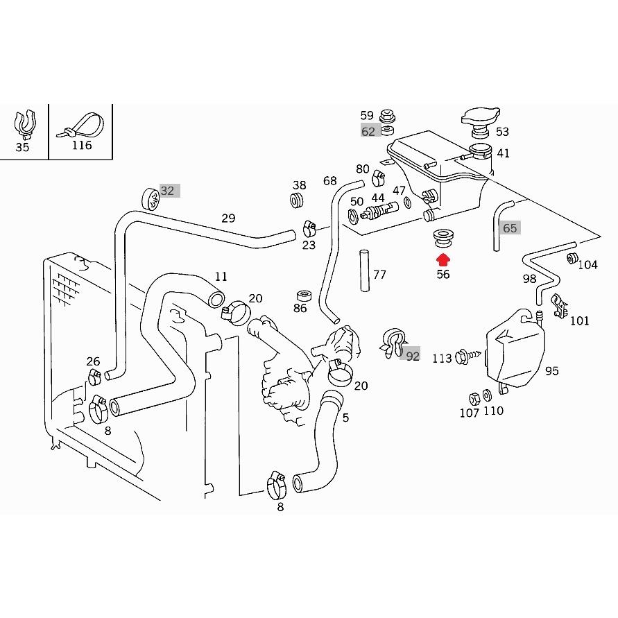 Mercedes-Benz（メルセデス・ベンツ） ベンツ純正品 リザーバータンク＆エアコンBOX 固定用ゴムブッシュ（A2015040112 ...