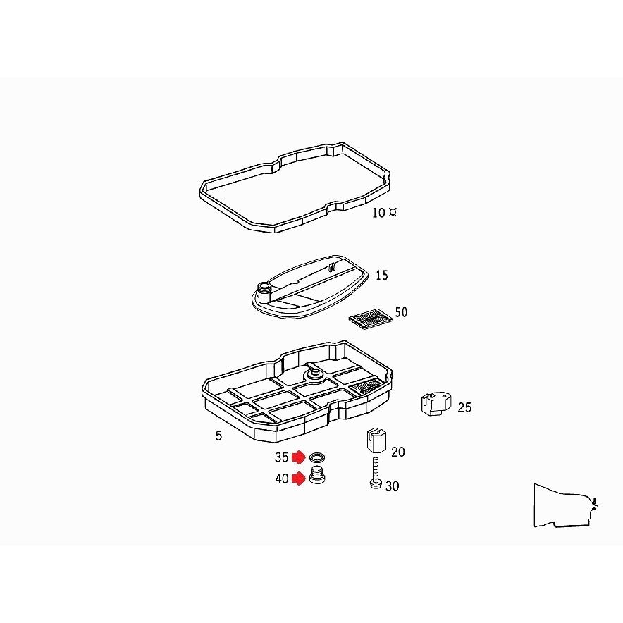 ベンツ純正品 722.6系 5速ATオイルパン＆トルコンドレーン特殊型3点セット（A0009976532、A0019901117） : set ...