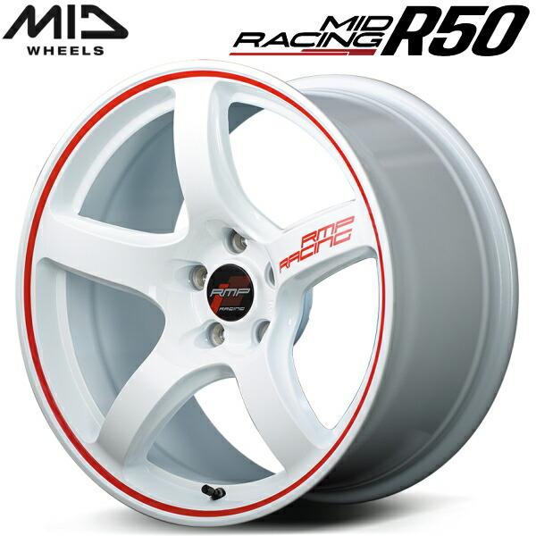RMP MID RACING R50 4本Set ホワイト/リムレッドライン 8.5J-18インチ 5穴/PCD114.3 インセット+45 : パーツデポ1号店 - 通販 - Yahoo ...