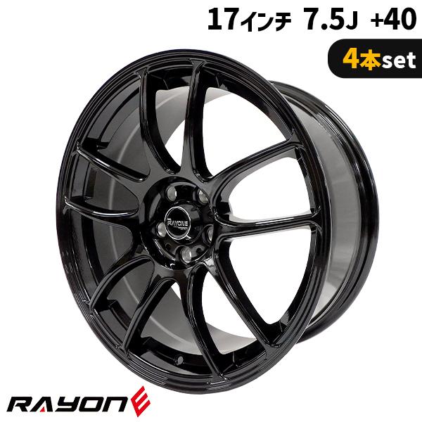4本セット Rayone Racing A054 17インチ 7.5J+40 5H PCD100 ブラック ツインスポーク アルミホイール 黒 ...
