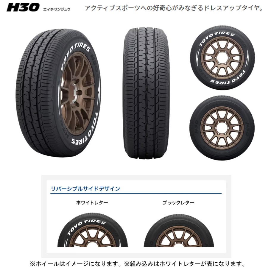 TOYO TIRES 【1本組】ハイエース 200系 タイヤホイールセット 車検対応 デイトナ 15インチ×6.5J+40 ブラック×TOYO トーヨー H30 195/80R15 ホワイト ...
